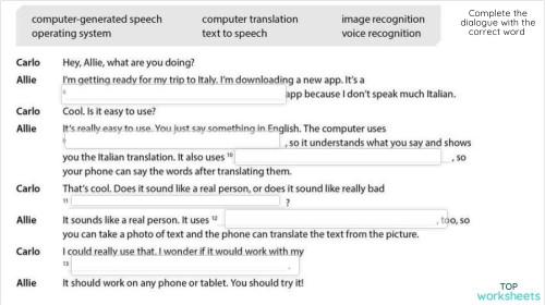 AI vocabulary. Interactive worksheet | TopWorksheets