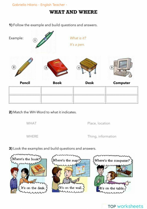 What and Where. Interactive worksheet | TopWorksheets