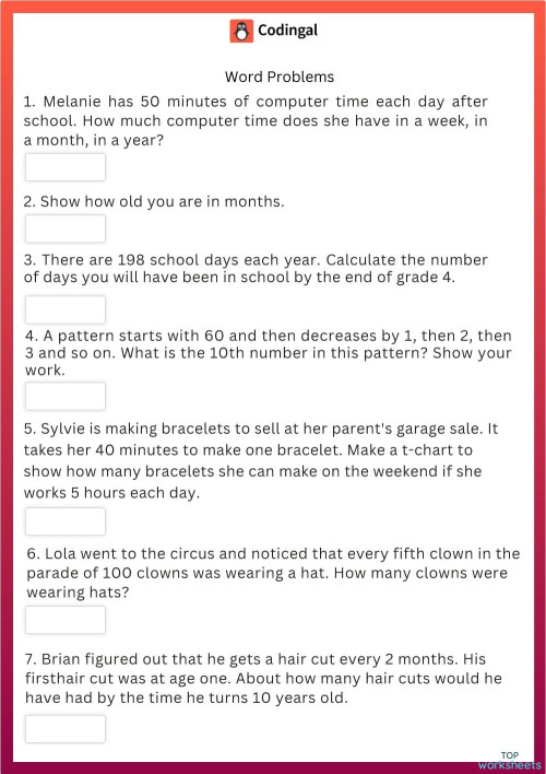 M_G04M19L63_WA02_Solving_Word_Problems_with_Patterns_4. Interactive worksheet | TopWorksheets