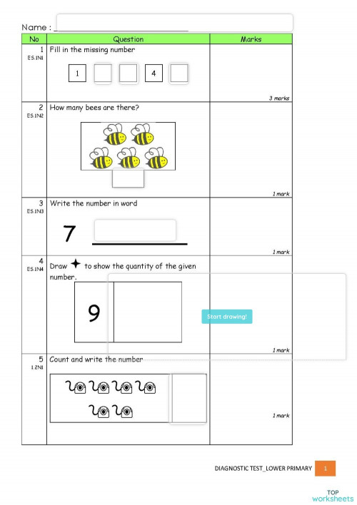 DT Numbers Year 1. Interactive worksheet | TopWorksheets