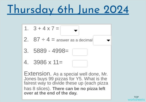 5 A Day 06/06/24. Interactive worksheet | TopWorksheets