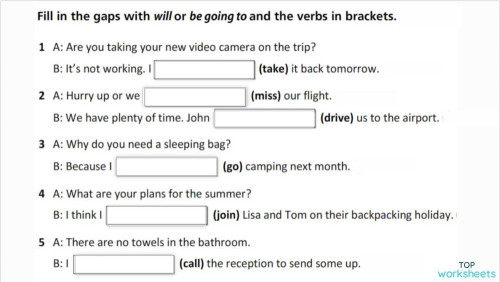 Future Action /Will or be going to. Interactive worksheet | TopWorksheets