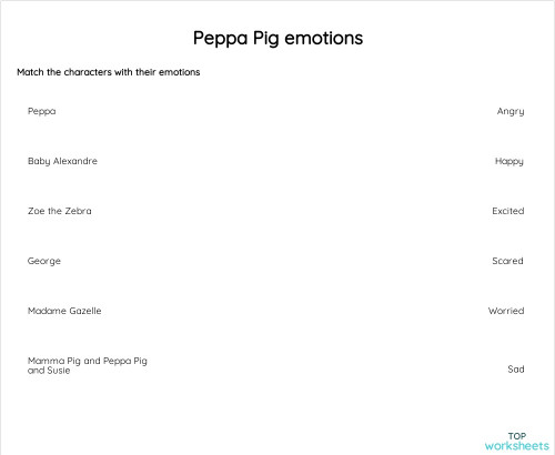 Peppa Pig emotions. Interactive worksheet | TopWorksheets