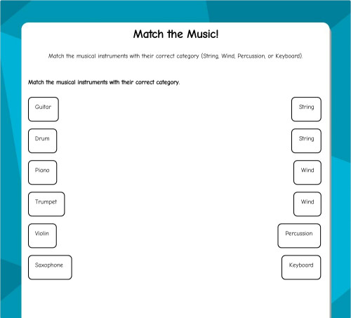 Match the Music!. Interactive worksheet | TopWorksheets