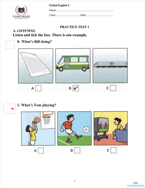 S2_Practice test 1. Interactive worksheet | TopWorksheets