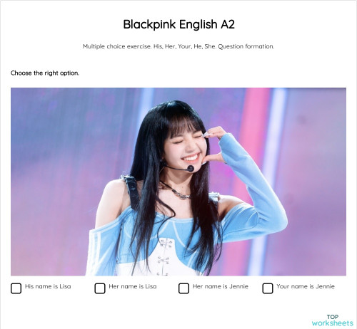 Blackpink English A2. Interactive worksheet | TopWorksheets