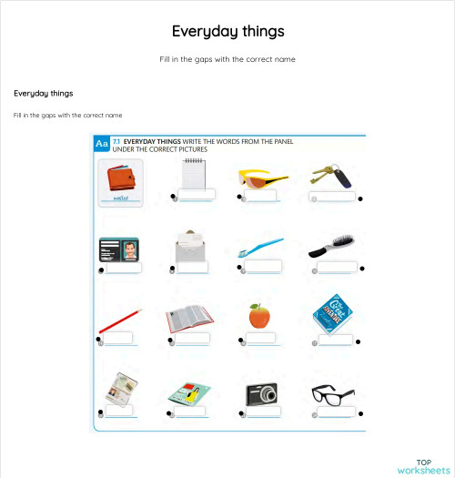Everyday things. Interactive worksheet | TopWorksheets