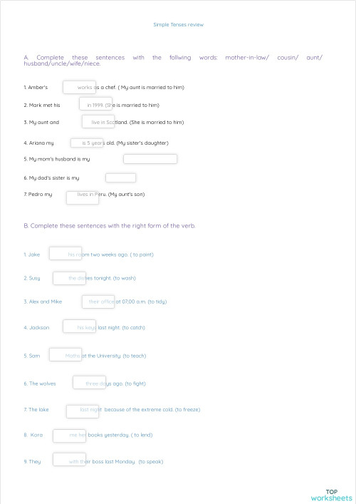 Action Verbs. Interactive worksheet | TopWorksheets