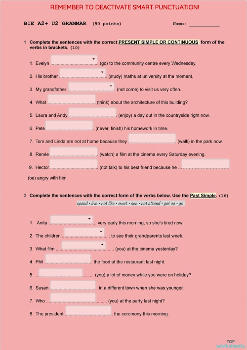 Past Simple - affirmative and Negative. Interactive worksheet ...
