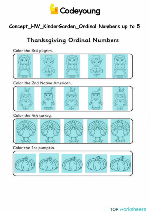 Ordinal number Math exercise. Interactive worksheet | TopWorksheets