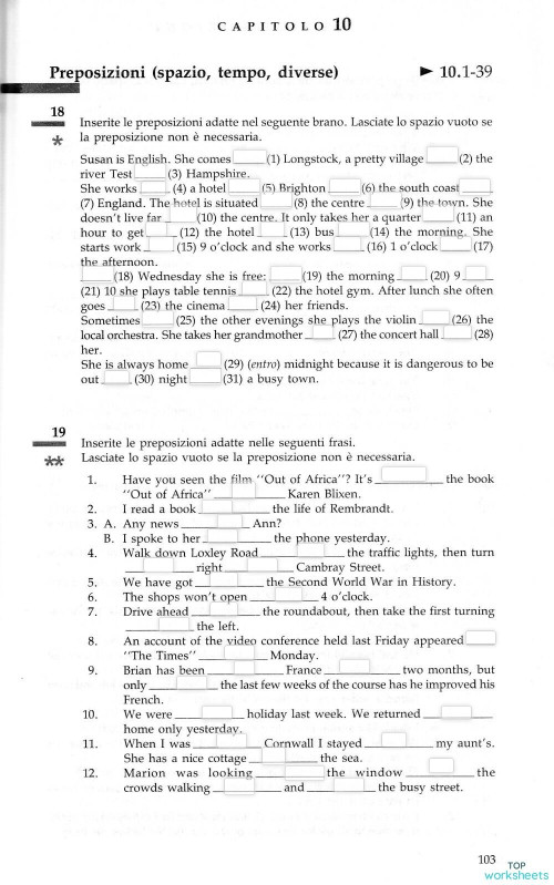 misto preposizioni. Interactive worksheet | TopWorksheets