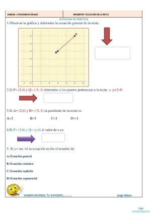 PENDIENTE DE LA RECTA. Ficha interactiva | TopWorksheets