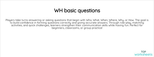 WH basic questions. Interactive worksheet | TopWorksheets