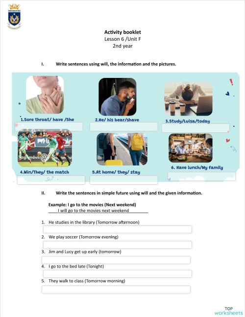 Simple future WILL activity 1. Ficha interactiva | TopWorksheets