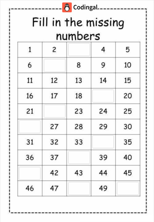M_G01M01L03_WA02_Fill in the missing numbers.. Interactive worksheet ...