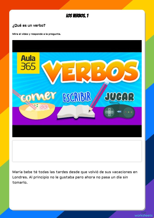 LOS VERBOS. 1. Ficha interactiva | TopWorksheets