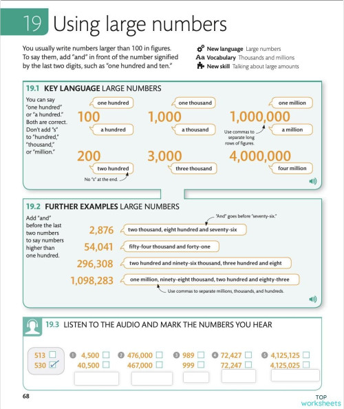 Using large numbers. Interactive worksheet | TopWorksheets