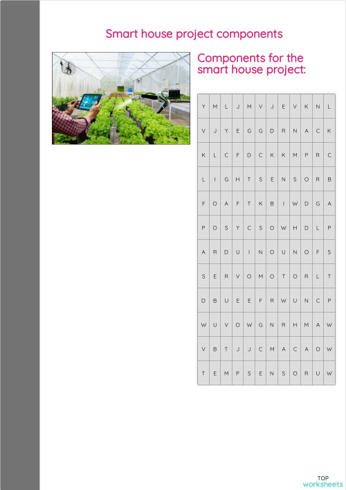 Smart green house project :. Interactive worksheet | TopWorksheets
