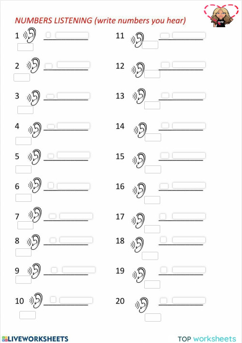 Numbers listening and writing. Interactive worksheet | TopWorksheets