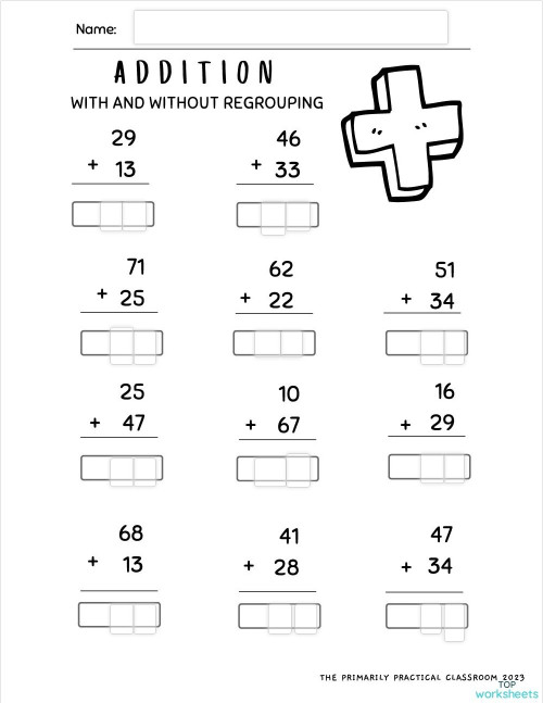 Addition with and without regrouping 2. Interactive worksheet | TopWorksheets