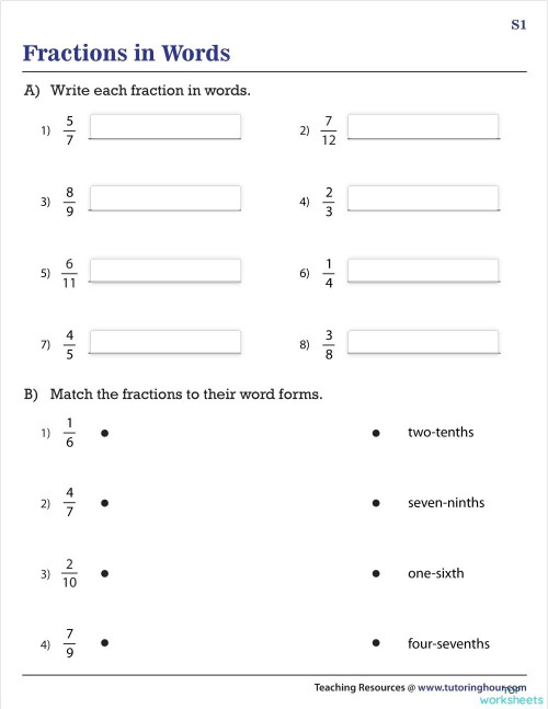 Expressing Fractions - Numbers. Interactive worksheet | TopWorksheets