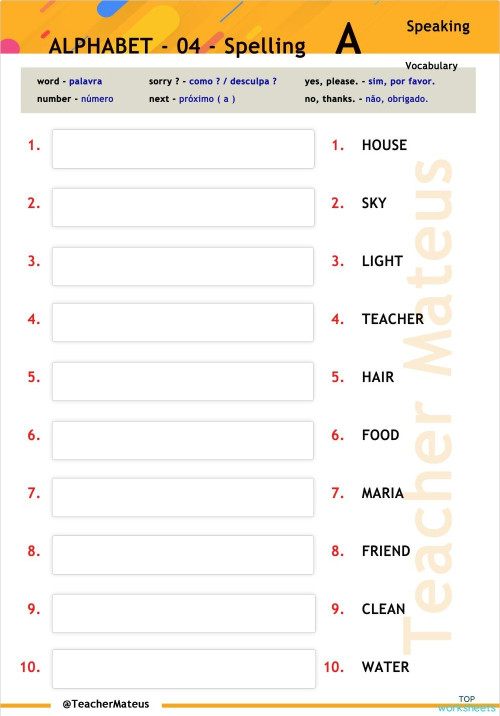 004 - ALPHABET - 04 - A - Speaking. Interactive worksheet | TopWorksheets
