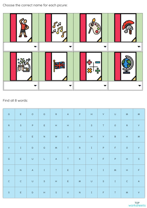 subjects 2. Interactive worksheet | TopWorksheets