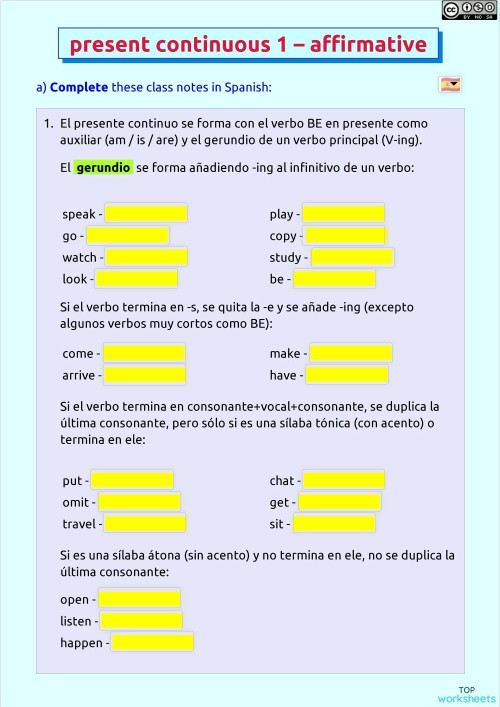 Present continuous: interactive worksheets and online exercises ...