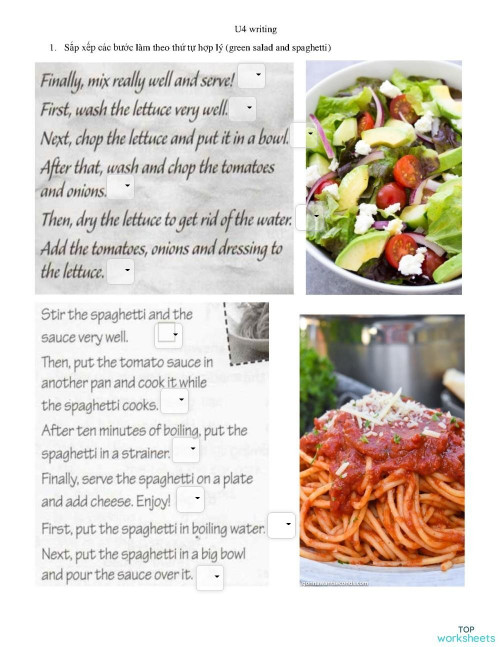 U4 writing - recipe. Interactive worksheet | TopWorksheets