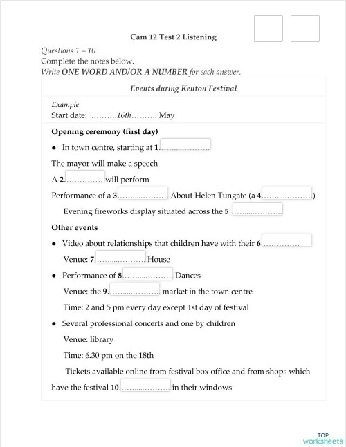Cam 12_Test 2_Part 1_IELTS Listening practice. Interactive worksheet ...