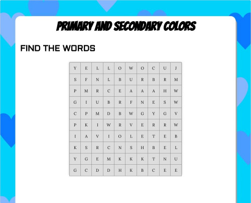 Primary and secondary colors. Interactive worksheet | TopWorksheets