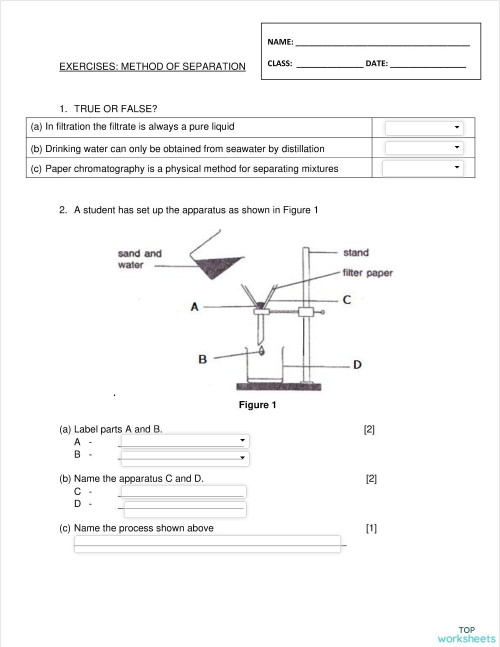 METHOD OF SEPARATION. Interactive worksheet | TopWorksheets