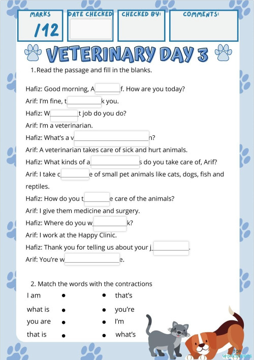 Veterinary *. Interactive worksheet | TopWorksheets
