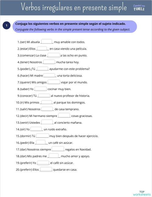 Verbos Presente Pasado Y Futuro Ficha Interactiva Topworksheets