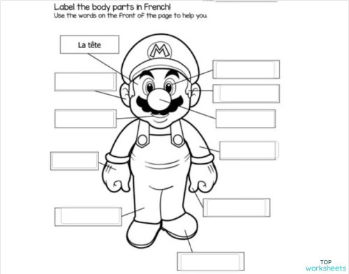 Label Super Mario. Interactive worksheet | TopWorksheets