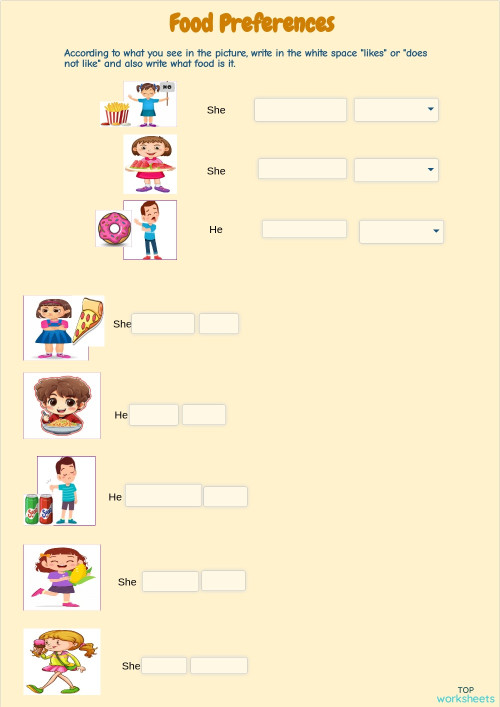 Worksheet food (Copia). Interactive worksheet | TopWorksheets