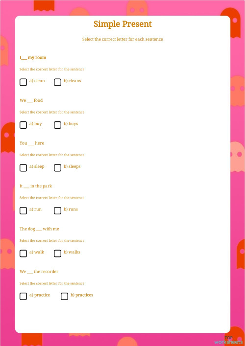 Simple Present. Ficha interactiva | TopWorksheets