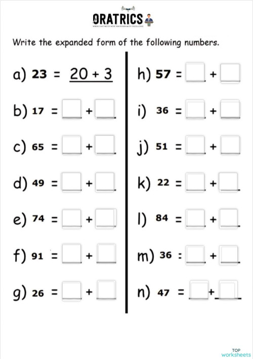 Expanded Form. Interactive worksheet | TopWorksheets