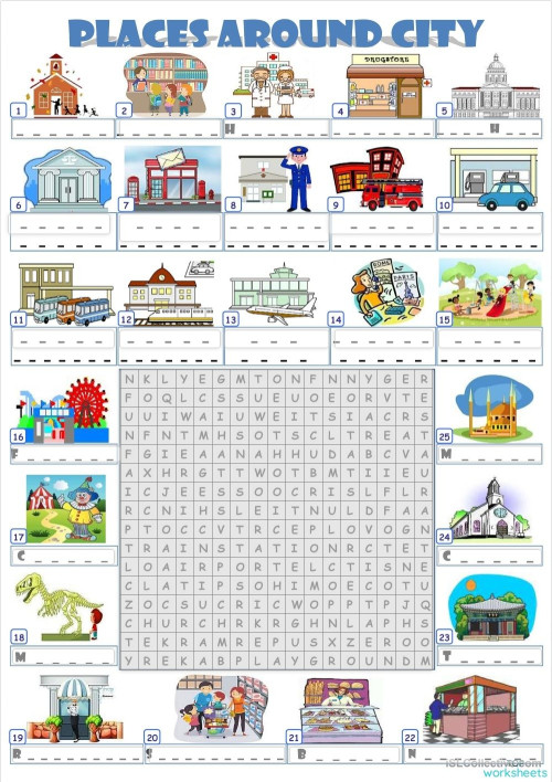 PLACES AROUND CITY. Interactive worksheet | TopWorksheets