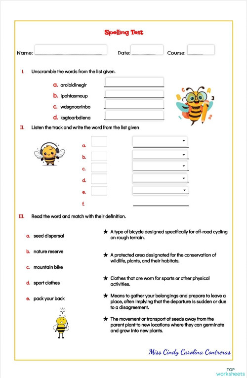 Spelling Test #2. Interactive worksheet | TopWorksheets