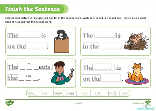 finish the sentence. Interactive worksheet | TopWorksheets