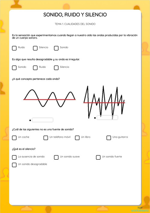SONIDO, RUIDO Y SILENCIO. Ficha interactiva | TopWorksheets SONIDO, RUIDO Y SILENCIO. Ficha interactiva | TopWorksheets