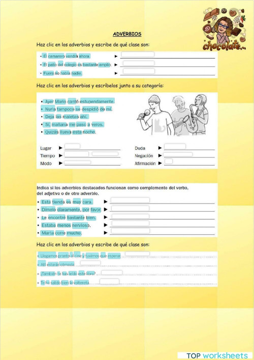 Adverbios. Ficha interactiva | TopWorksheets