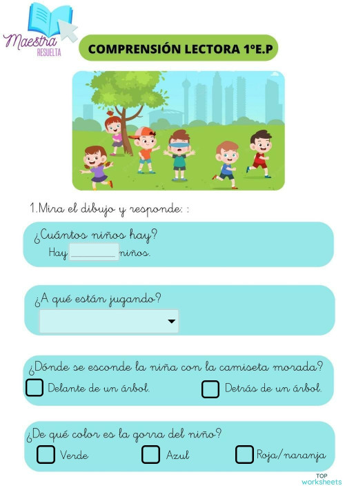 COMPRENSIÓN LECTORA 1ºE.P 1. Ficha interactiva | TopWorksheets