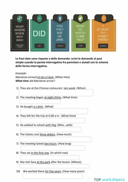 Questions past simle. Interactive worksheet | TopWorksheets