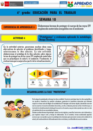 ACTIVIDAD 4: “Prototipamos” y evaluamos aplicando la metodología Design Thinking. Ficha ...
