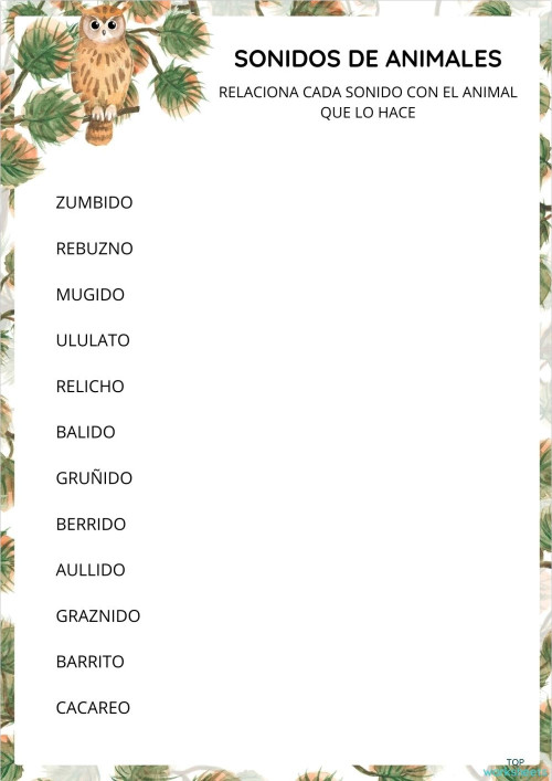 SONIDOS Y CRÍAS DE ANIMALES. Ficha interactiva | TopWorksheets