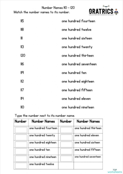 Match the numbers. Interactive worksheet | TopWorksheets