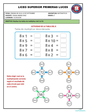 TABLA DEL 8. Ficha interactiva | TopWorksheets