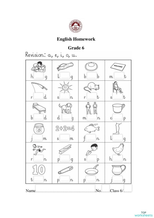 English homework 6. Interactive worksheet | TopWorksheets